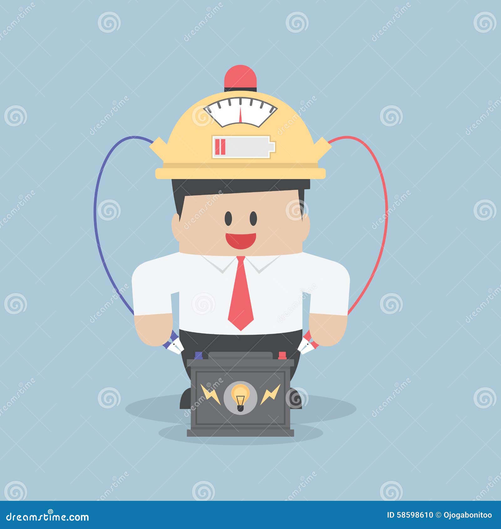 Businessman Charging His Idea Power Stock Vector - Illustration of flat ...