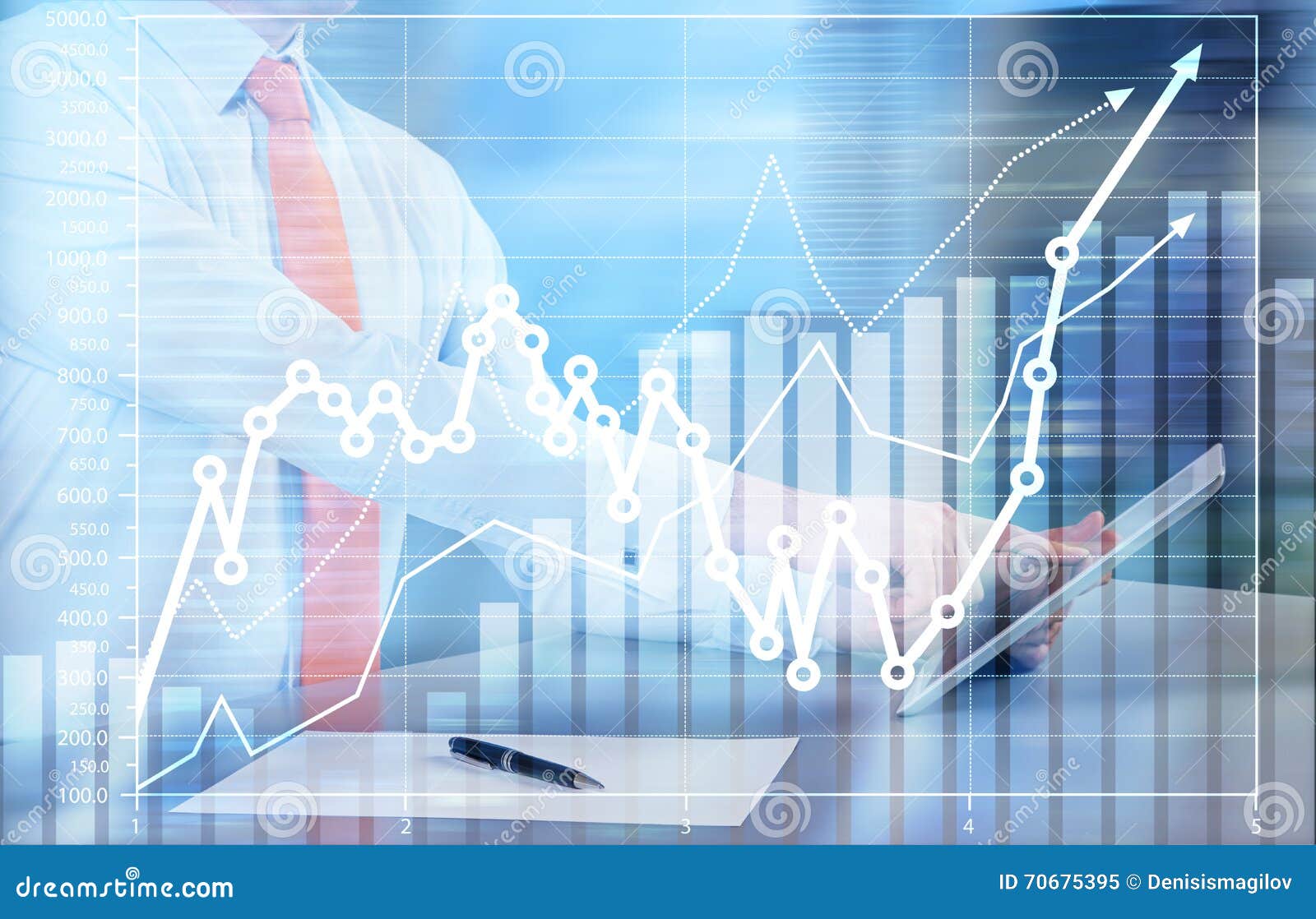 Businessman and chart stock image. Image of businessperson - 70675395