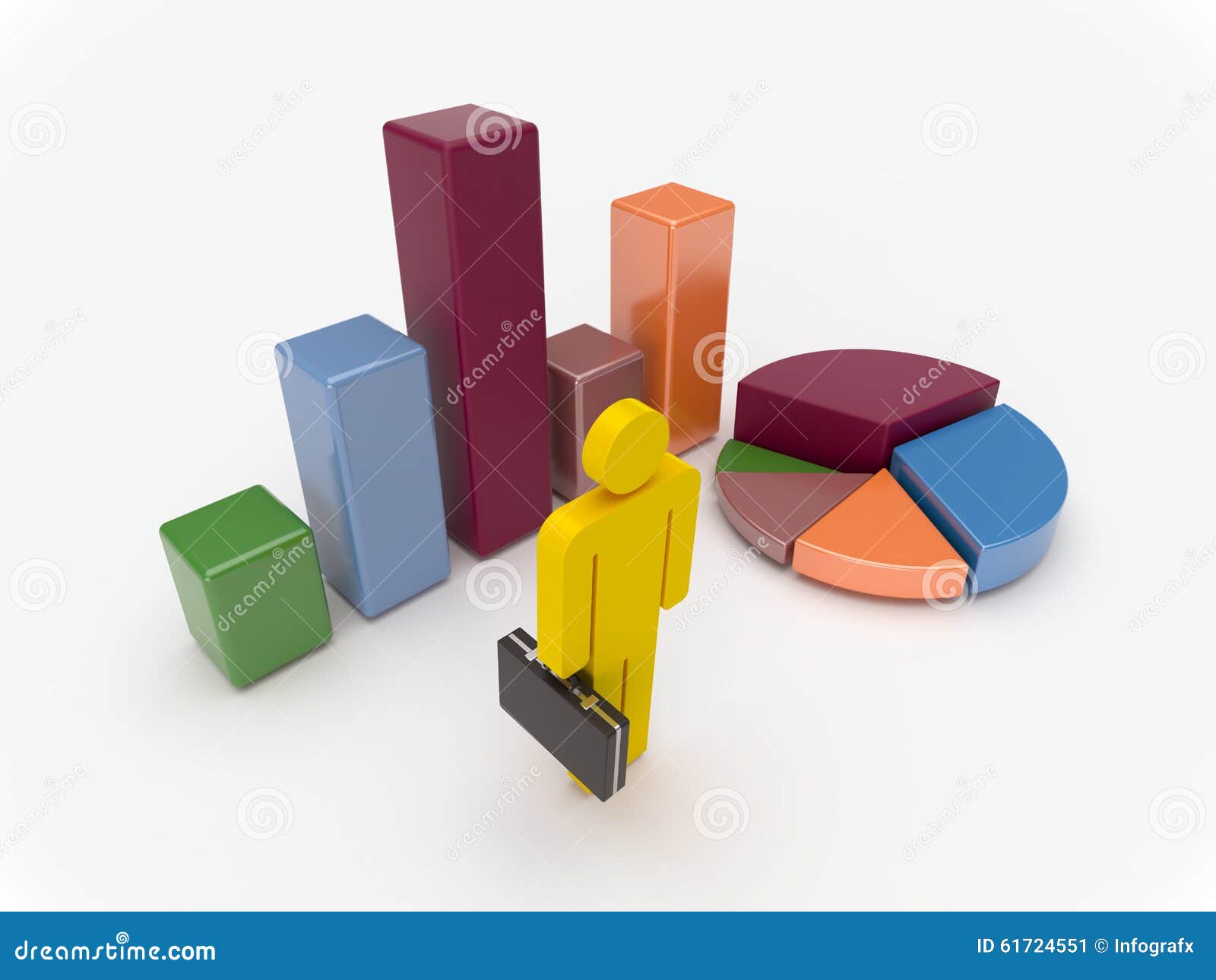 Businessman with Chart and Diagram on White Stock Illustration ...