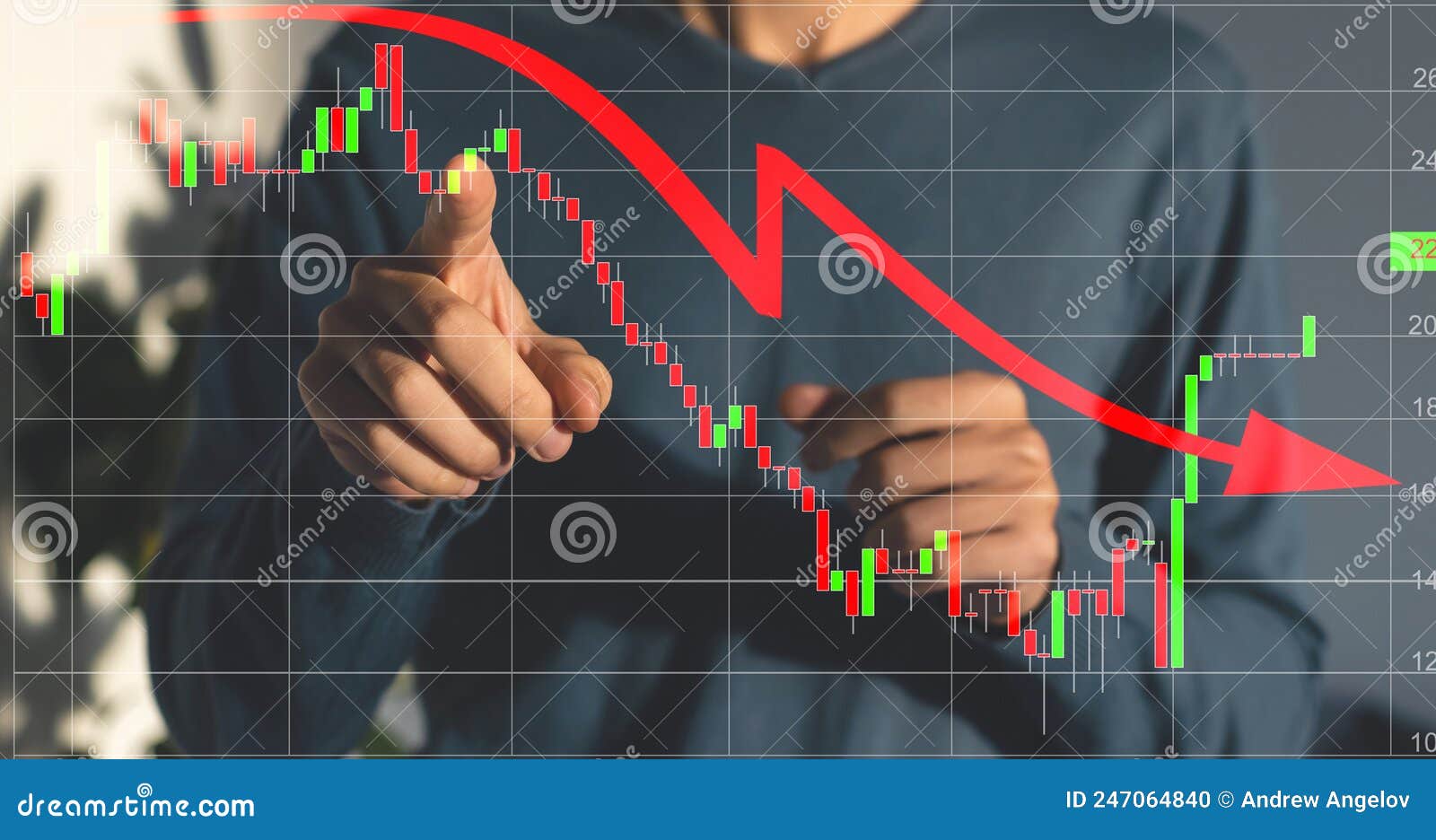 Businessman with Chart in the Fall, Economy Going Down. Stock Photo ...