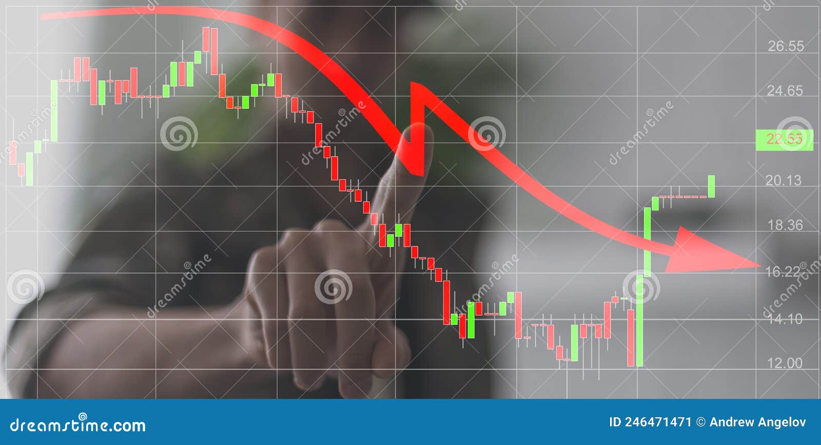 Businessman with Chart in the Fall, Economy Going Down. Stock Image ...