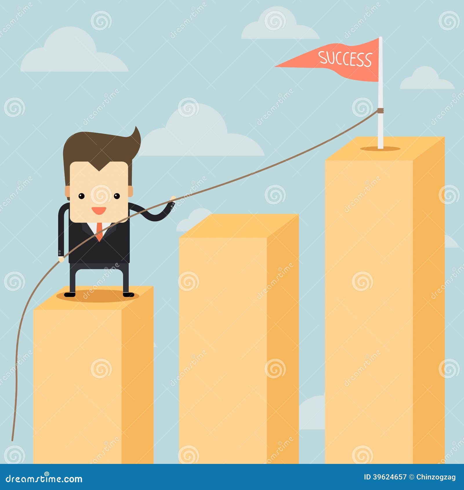Businessman in a Chart Going Up To Success Stock Vector - Illustration ...