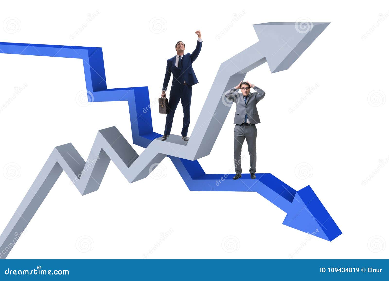 The Businessman with Charts of Growth and Decline Stock Image - Image ...