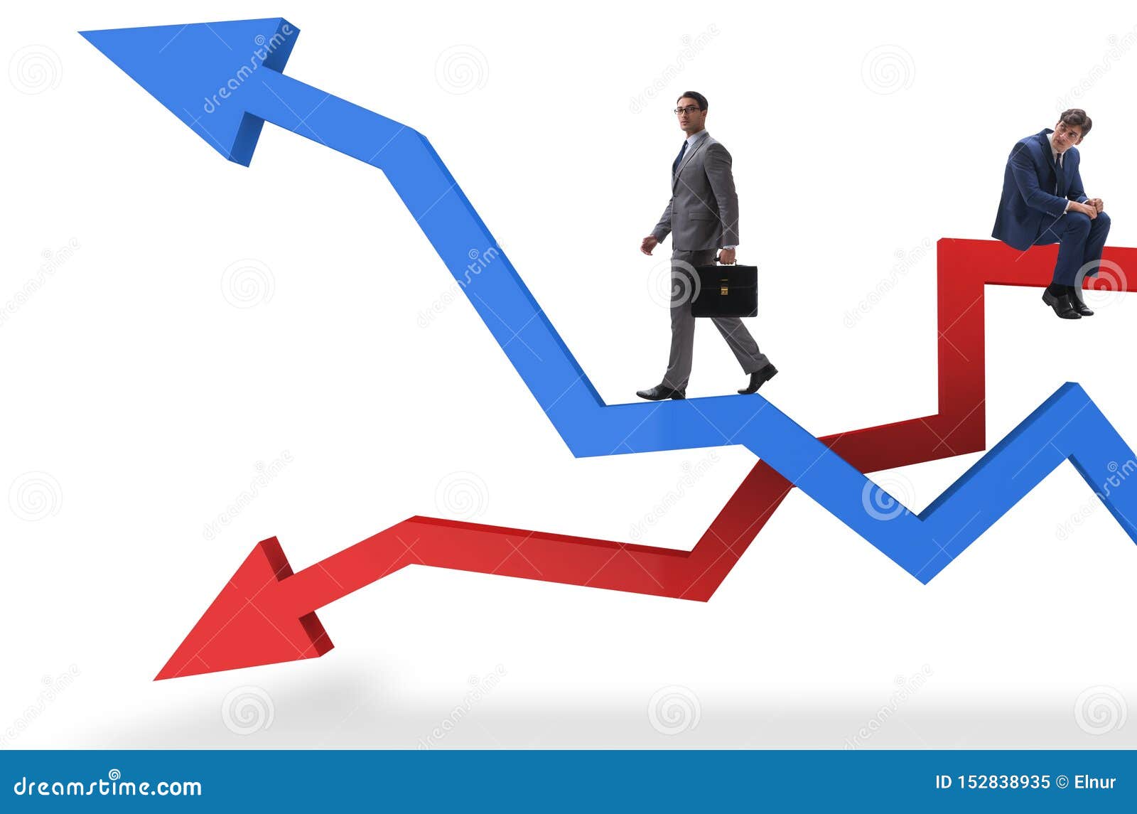 Businessman with Charts of Growth and Decline Stock Image - Image of ...