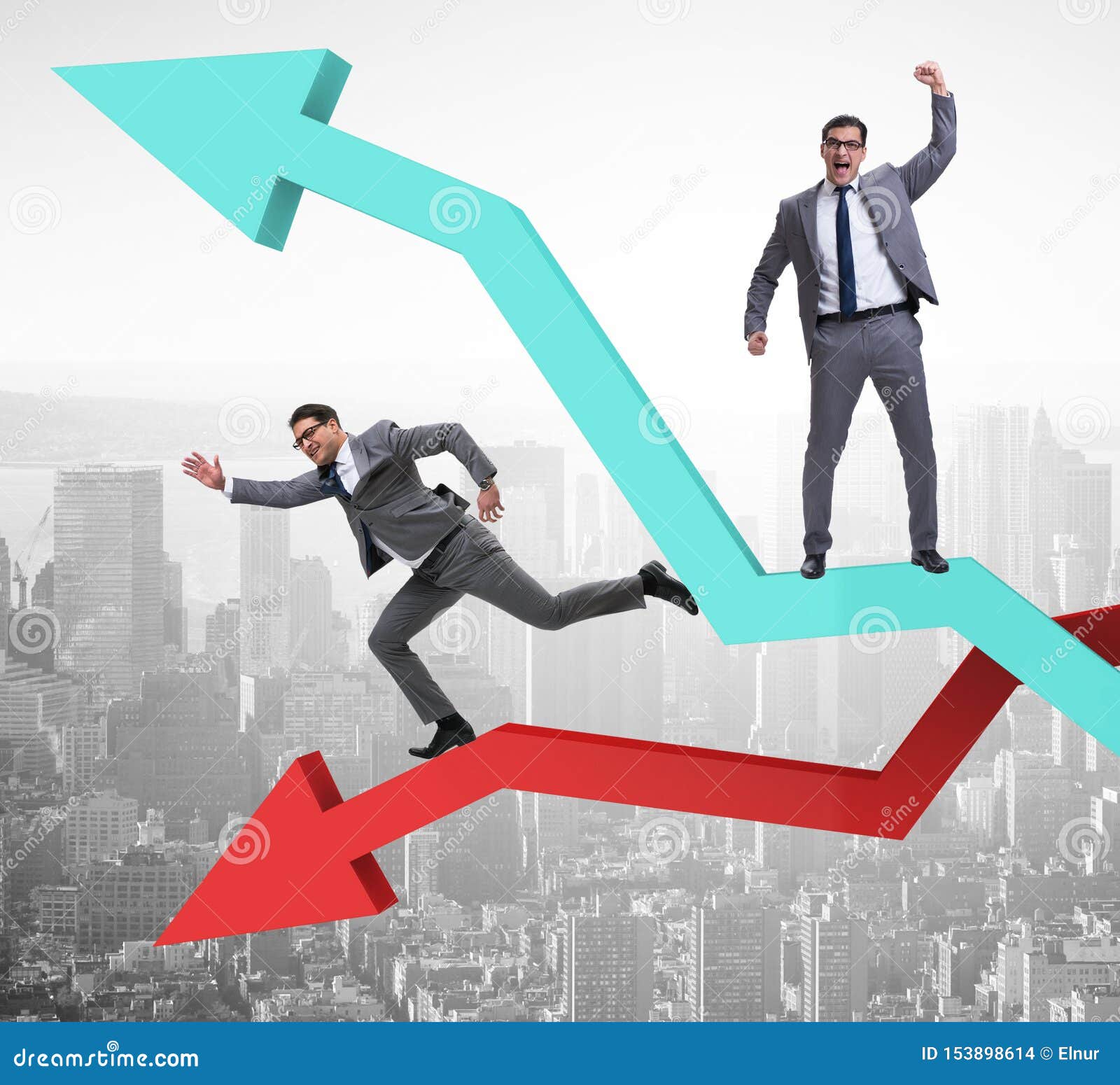 Businessman with Charts of Growth and Decline Stock Photo - Image of ...