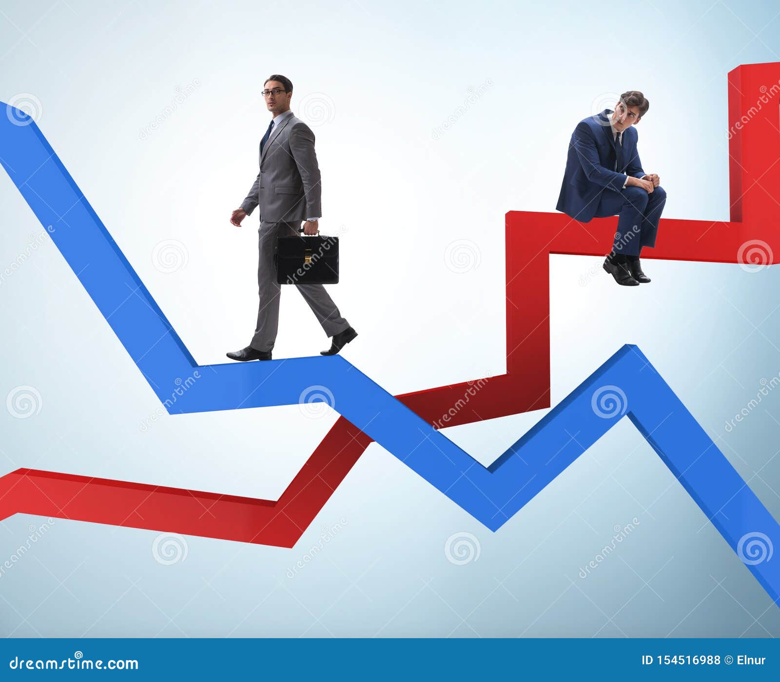 Businessman with Charts of Growth and Decline Stock Photo - Image of ...