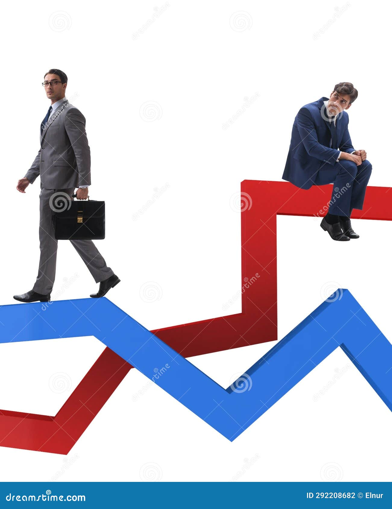 Businessman with Charts of Growth and Decline Stock Photo - Image of ...