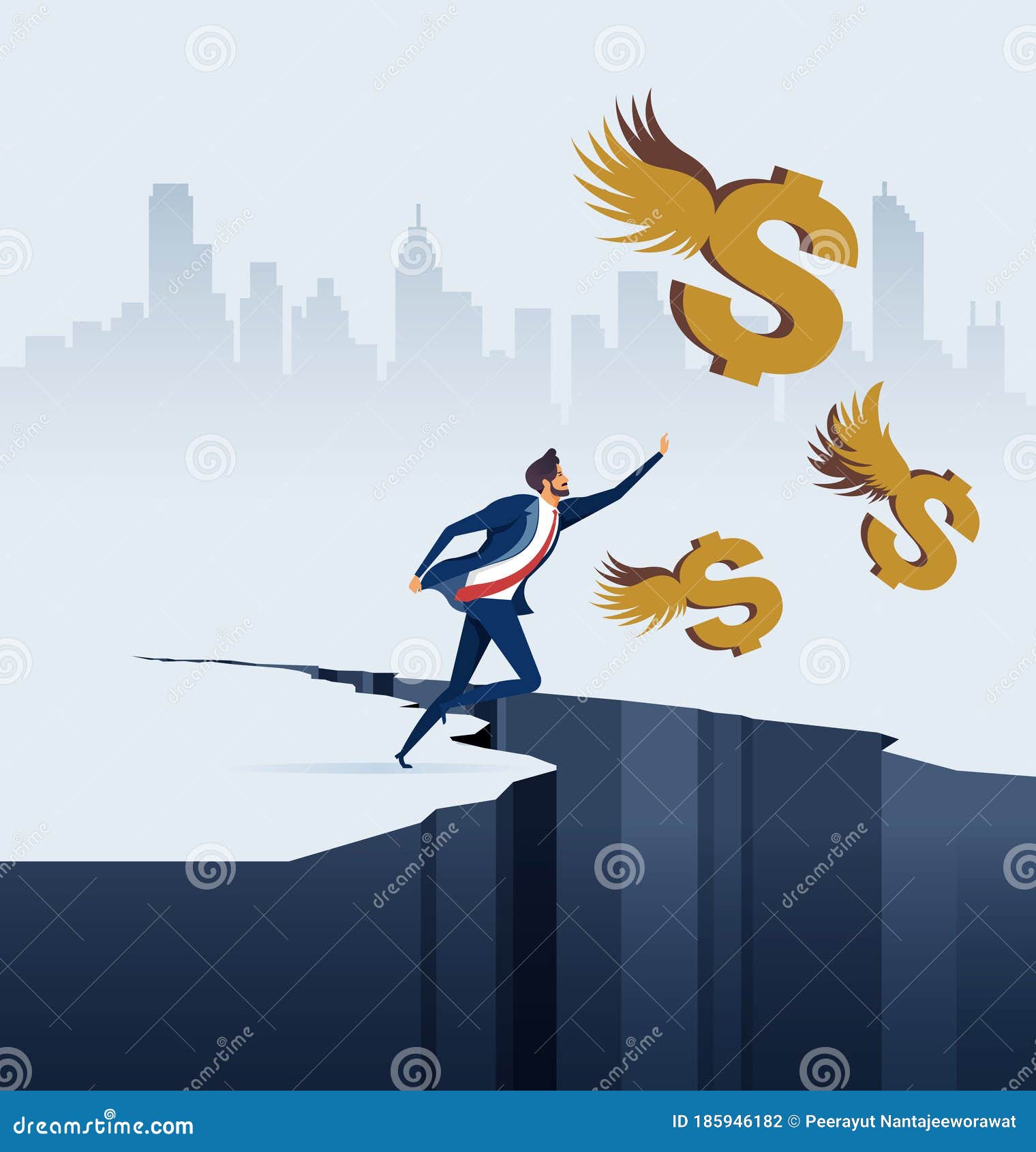 Businessman Chasing Dollars in Business Concept Stock Vector ...
