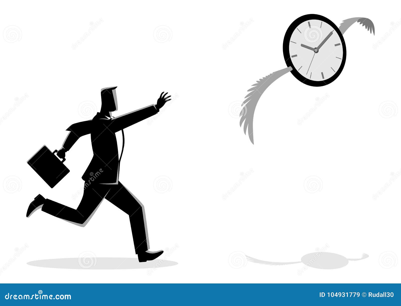 Businessman Chasing a Flying Clock Stock Vector - Illustration of ...