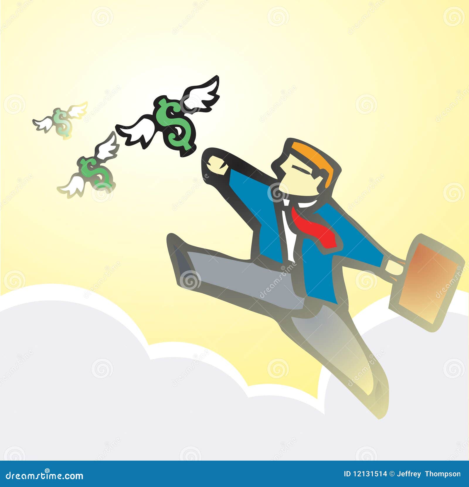 Businessman Chasing Money stock vector. Illustration of dollar - 12131514