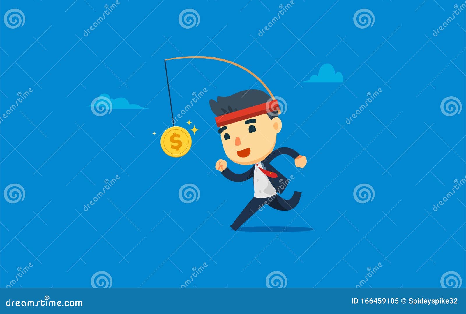 A Businessman is Chasing after Money in Front of His Eyes Stock Vector ...