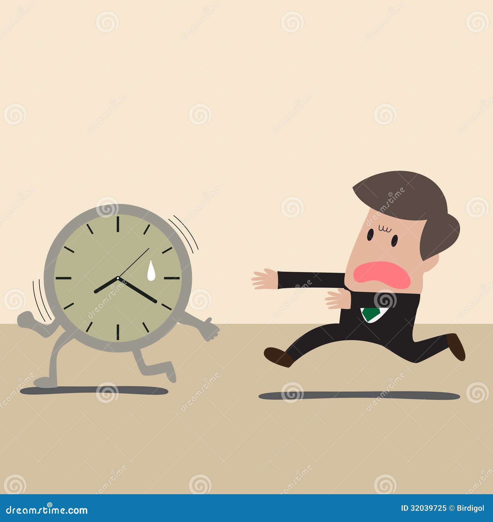 Businessman chasing a time stock vector. Illustration of catch - 32039725