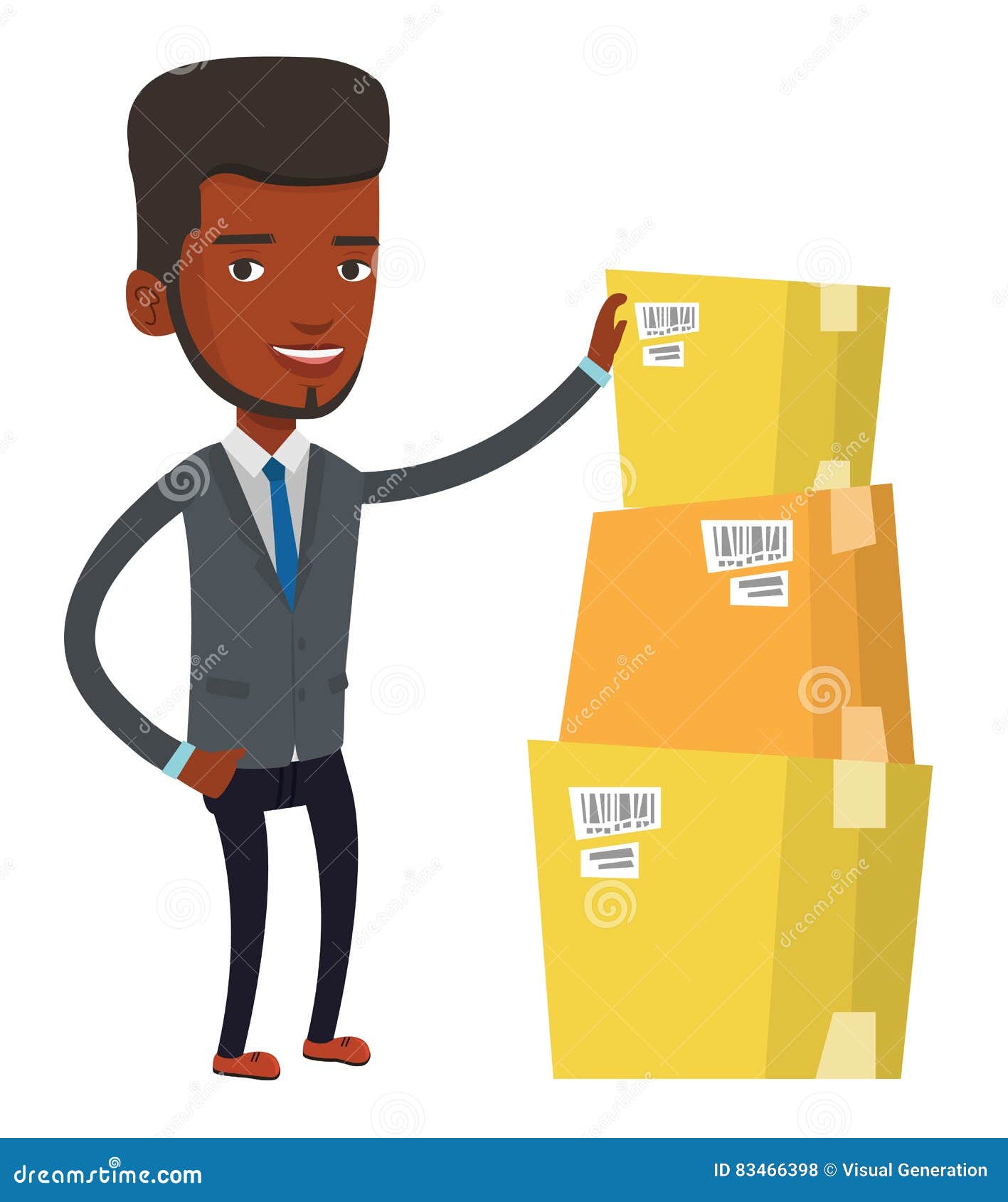 Businessman Checking Boxes in Warehouse. Stock Vector - Illustration of ...