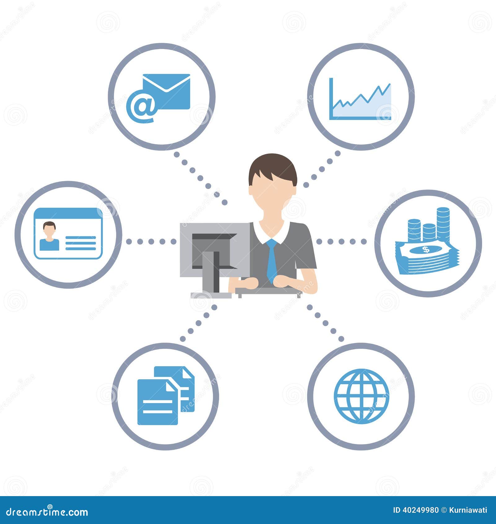 Businessman Checking Computer Stock Vector - Illustration of business ...
