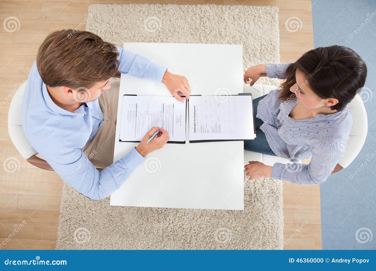 Businessman Checking Female Candidate S Resume Stock Photo - Image of ...