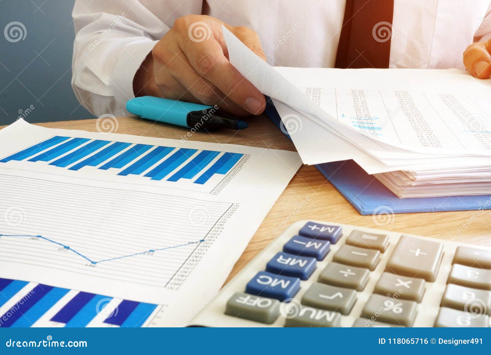 Businessman Checking Financial Documents. Paperwork in Office. Stock ...