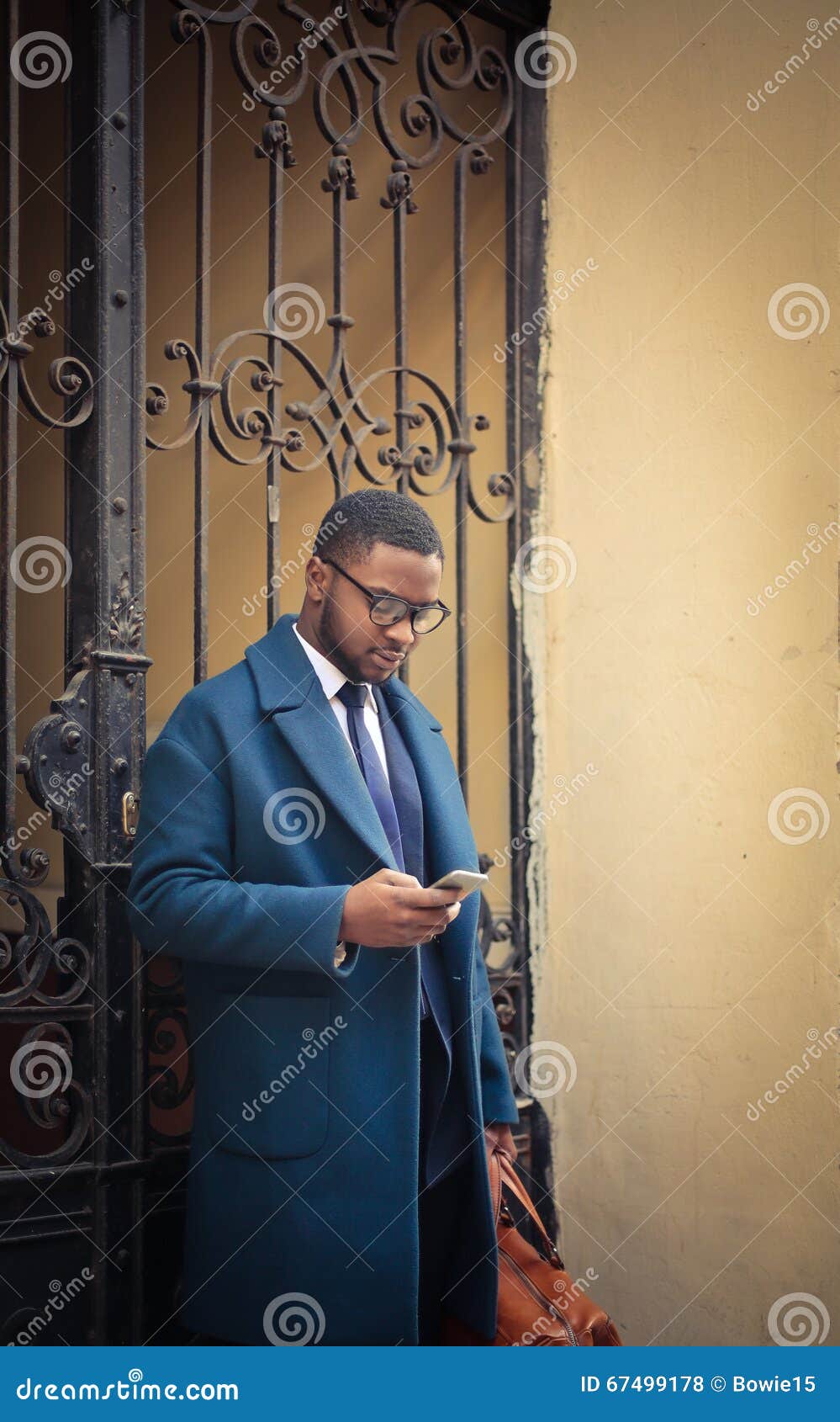 Businessman Checking His Phone Stock Photo - Image of meeting, entrance ...