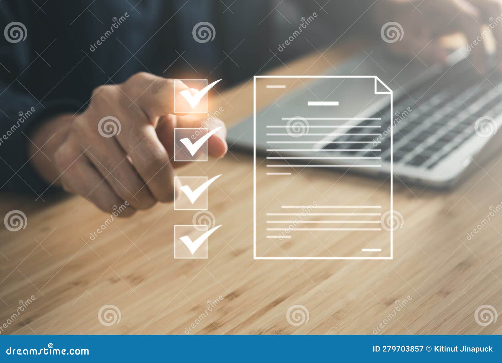 Businessman Checking Mark the Check Box. Questionnaire and Business ...