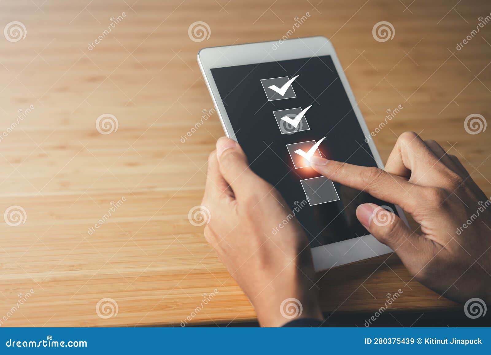 Businessman Checking Mark the Check Box. Questionnaire and Business ...