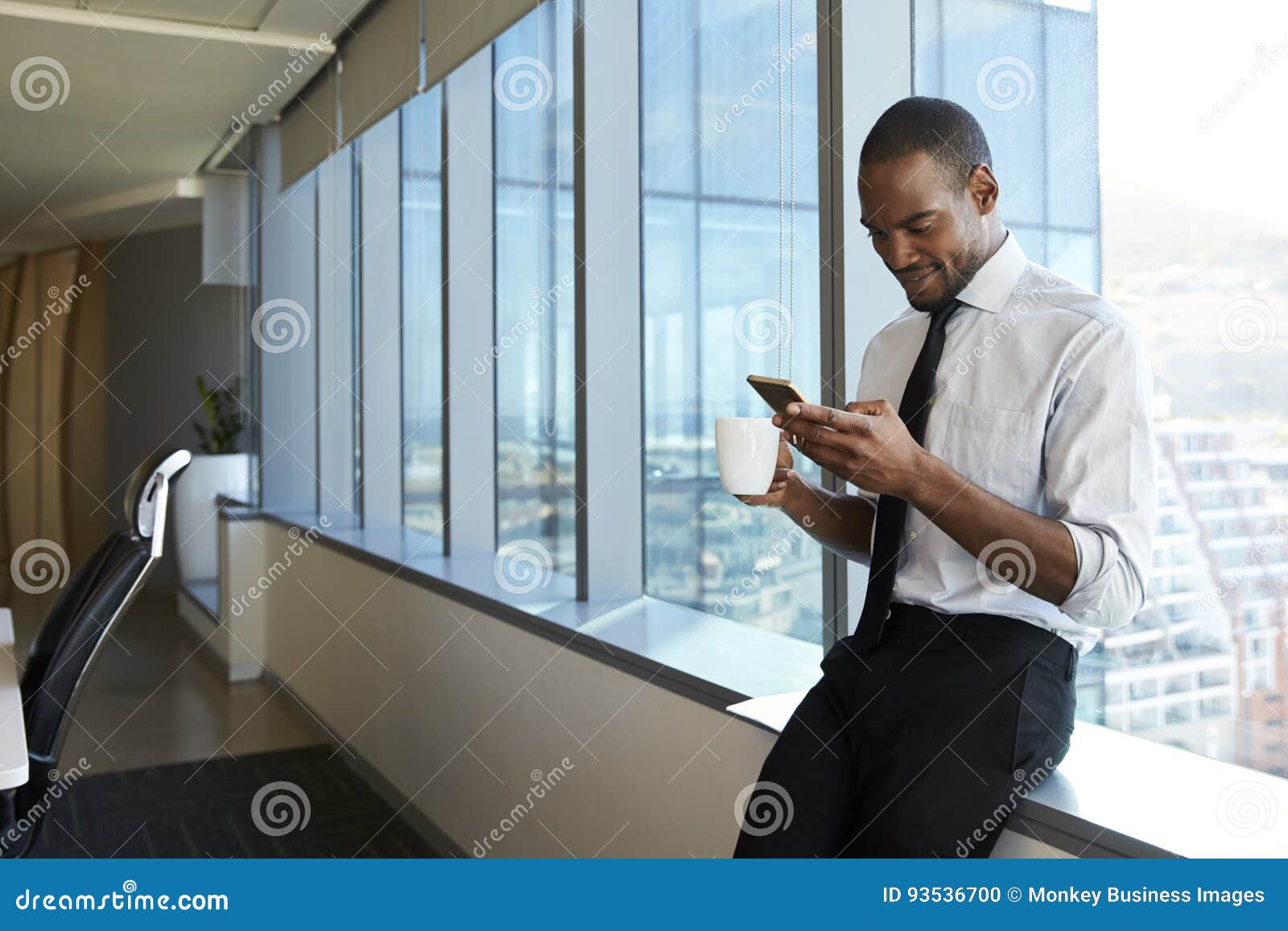 Businessman Checking Messages On Mobile Phone Stock Photo - Image of ...
