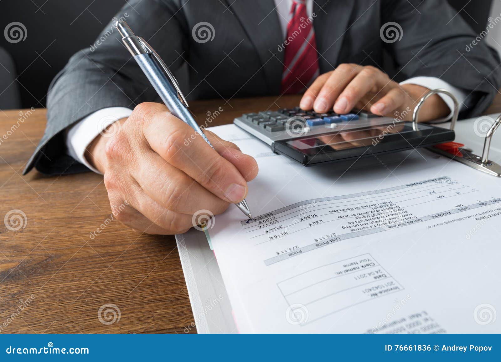 Businessman Checking Receipts at Desk Stock Photo - Image of corporate ...