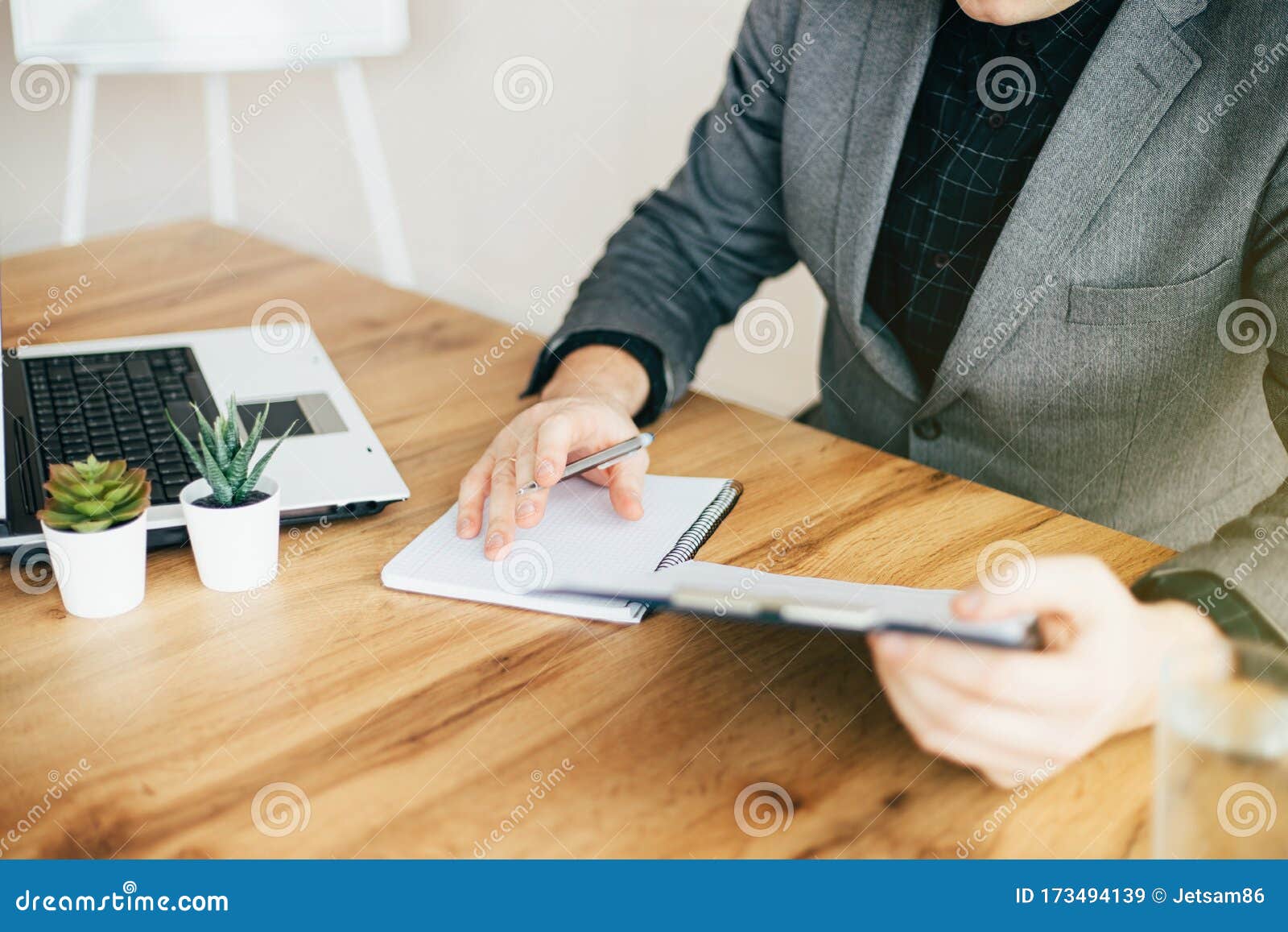 Businessman Checking Reports and Making Notes Stock Image - Image of ...