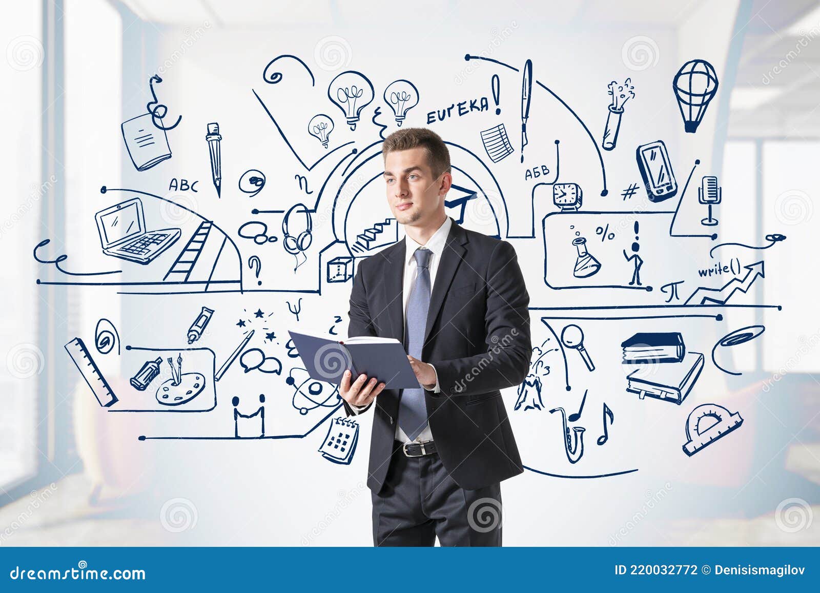 Businessman Checking Schedule Using His Planner, Different Busin Stock ...