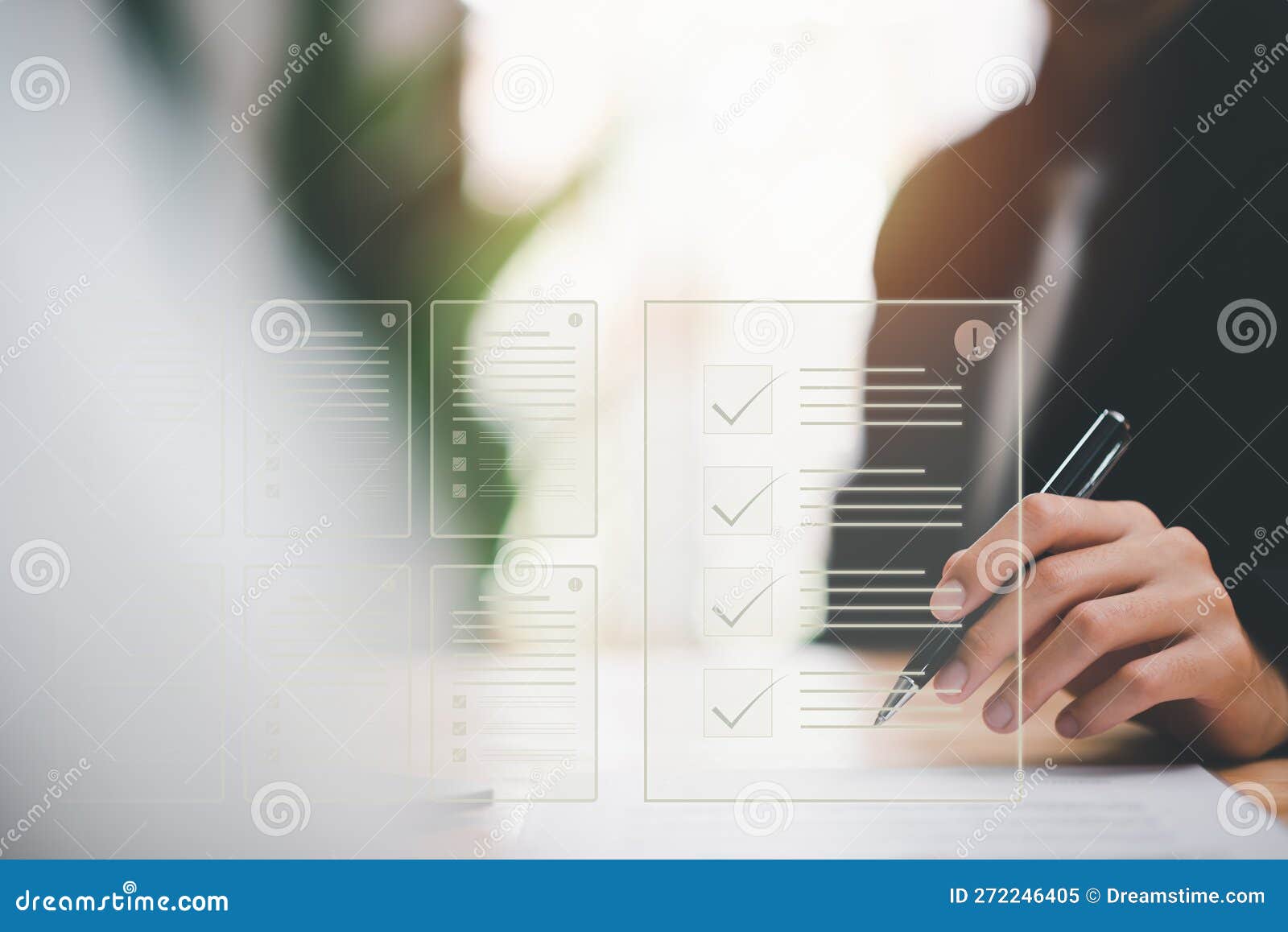 Businessman Checking the Steps through Document with a List of ...