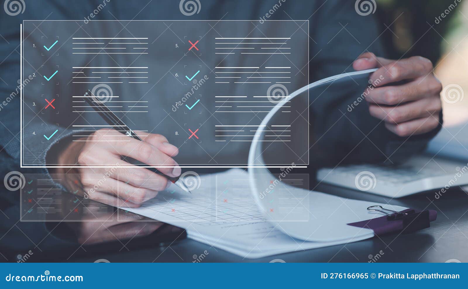 Businessman Checking the Steps through Document with a List of ...