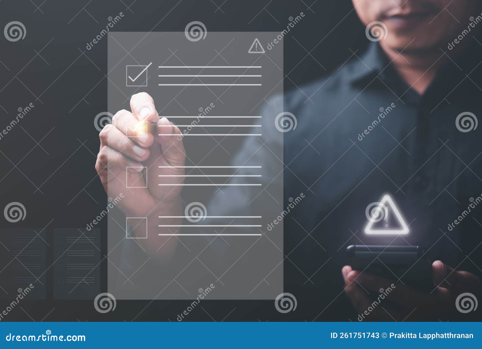 Businessman Checking Steps through Online Document with Check Box List ...