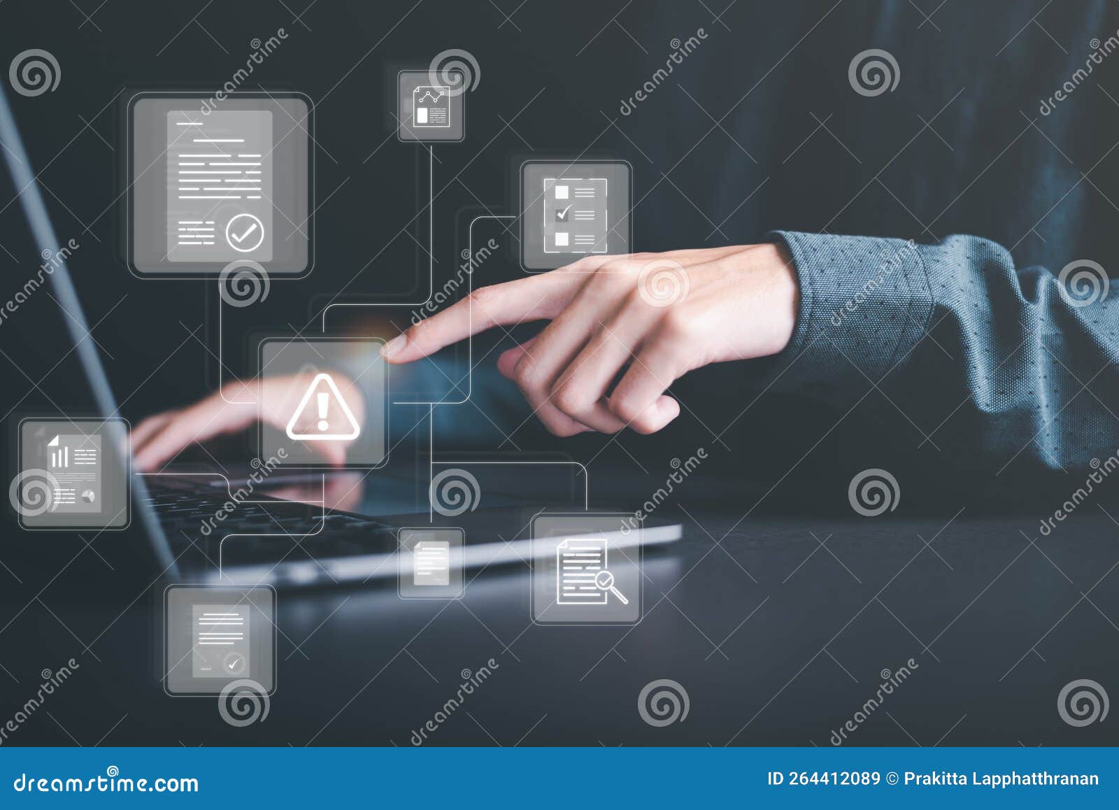 Businessman Checking Steps through Online Document with Check Box List ...