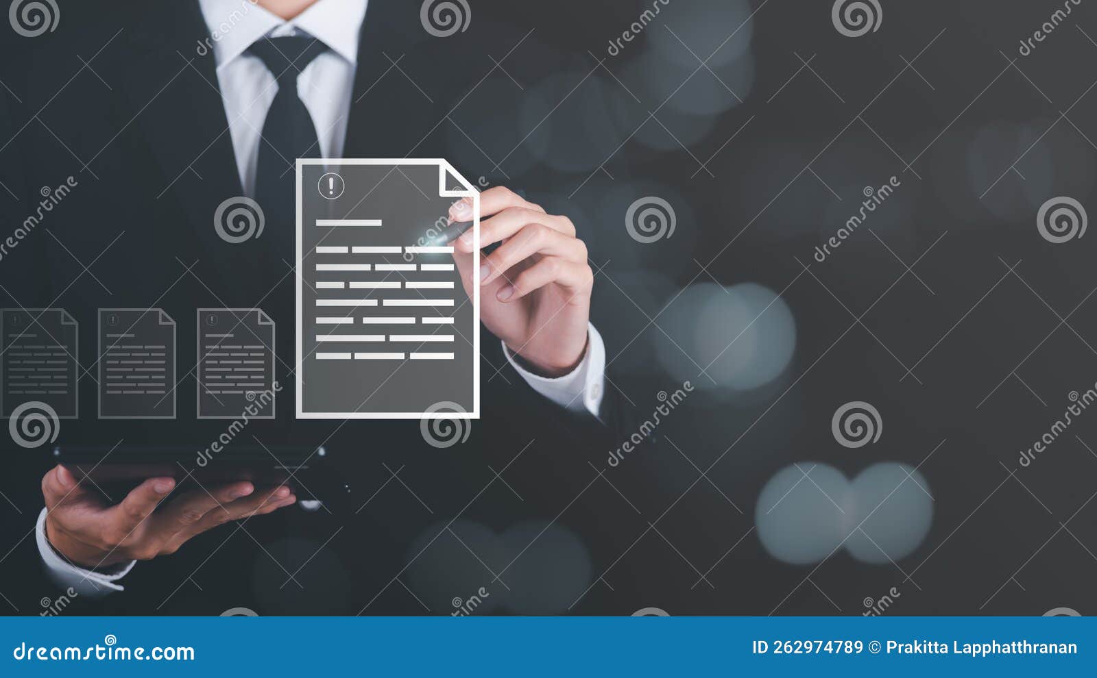 Businessman Checking the Steps through a Virtual Online Document with a ...