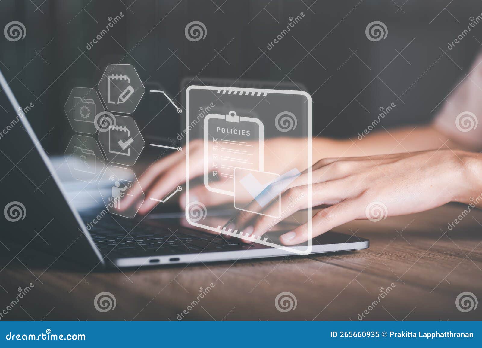 Businessman Checking the Steps through a Virtual Online Document with a ...