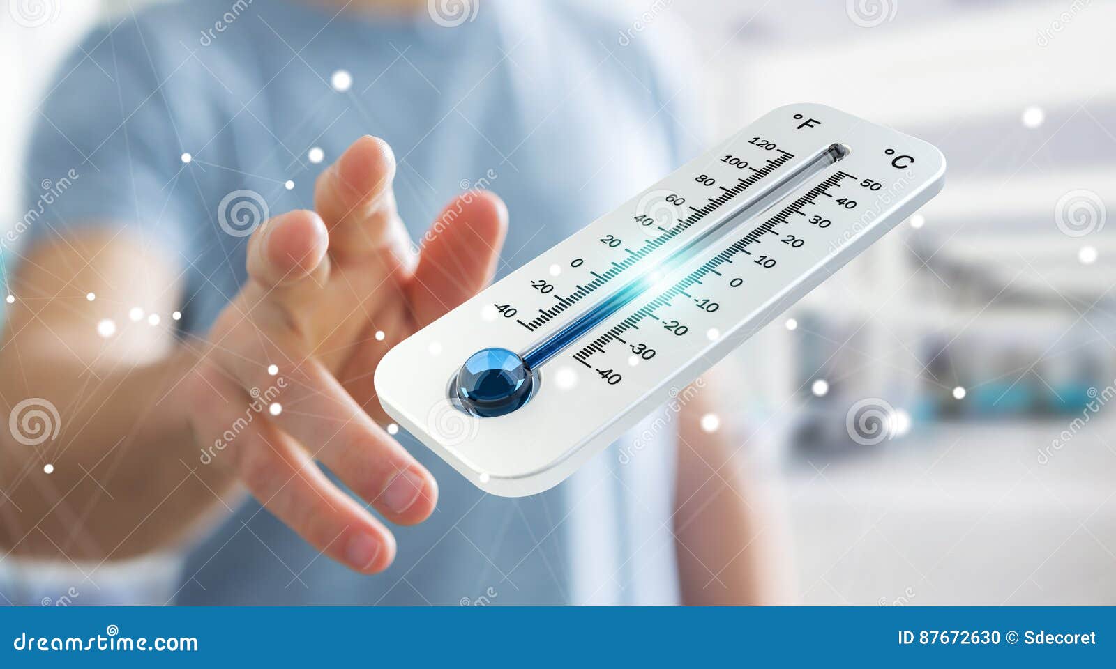 Businessman Checking the Temperature Drop 3D Rendering Stock ...