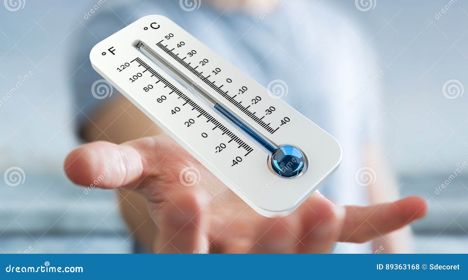 Businessman Checking the Temperature Drop 3D Rendering Stock ...