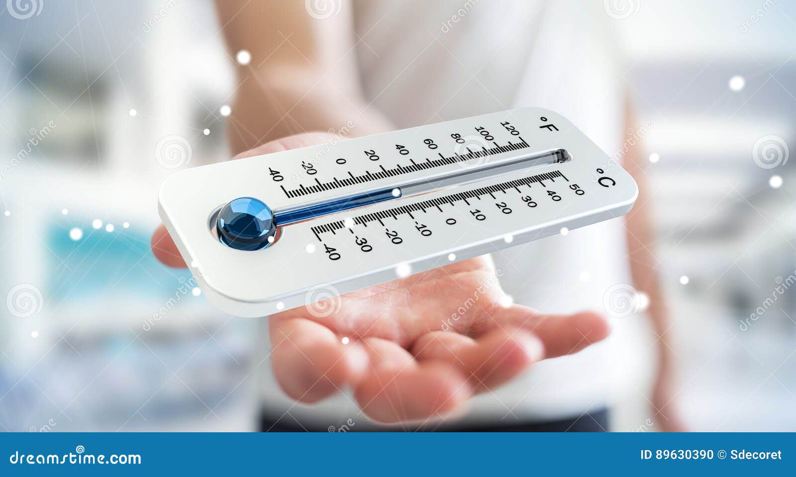 Businessman Checking the Temperature Drop 3D Rendering Stock ...