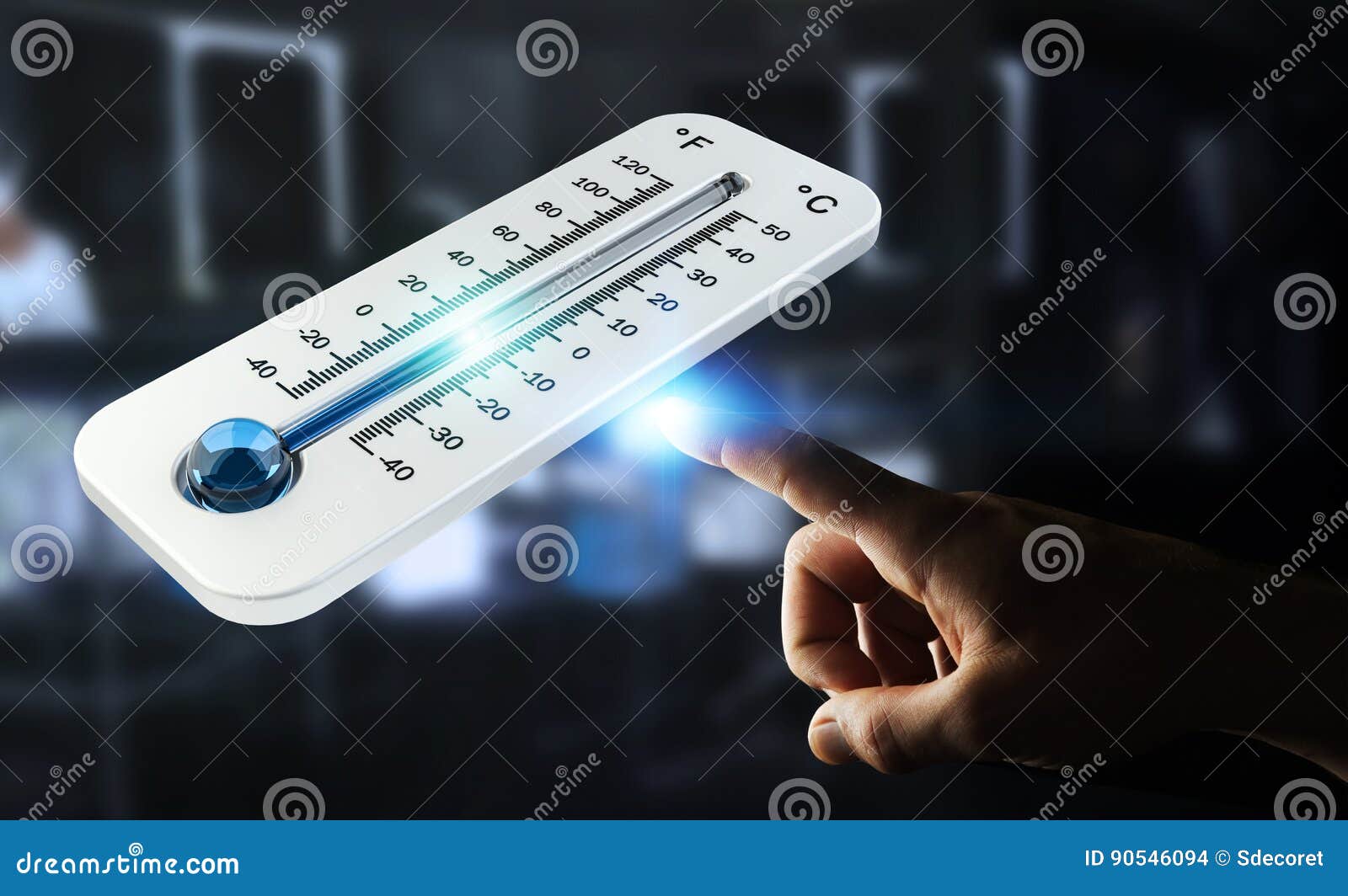 Businessman Checking the Temperature Drop 3D Rendering Stock ...