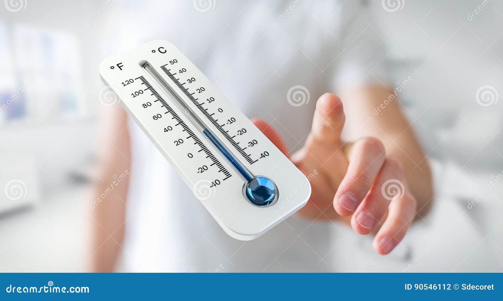 Businessman Checking the Temperature Drop 3D Rendering Stock ...
