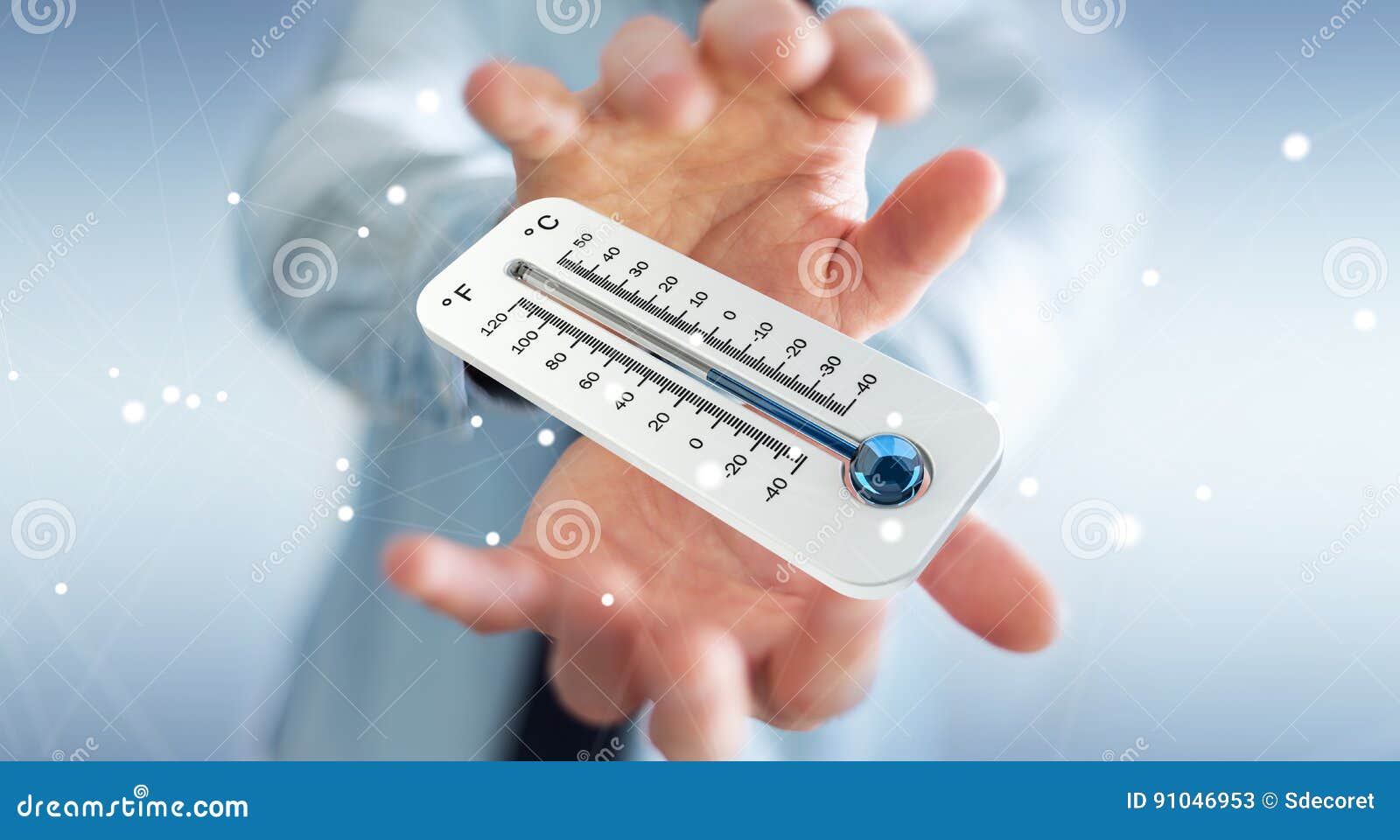 Businessman Checking the Temperature Drop 3D Rendering Stock ...