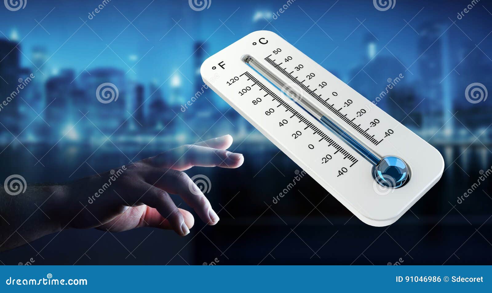 Businessman Checking the Temperature Drop 3D Rendering Stock ...