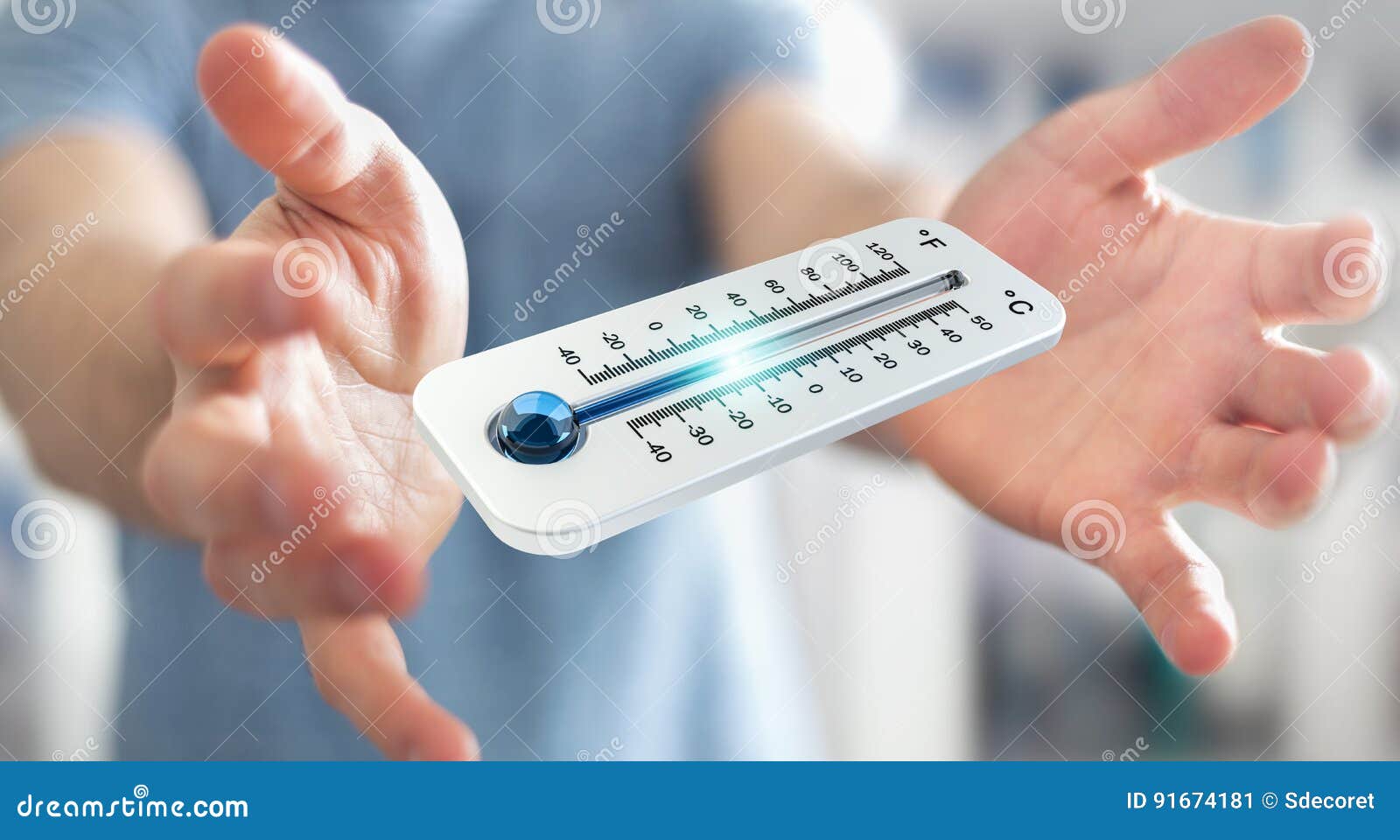 Businessman Checking the Temperature Drop 3D Rendering Stock ...