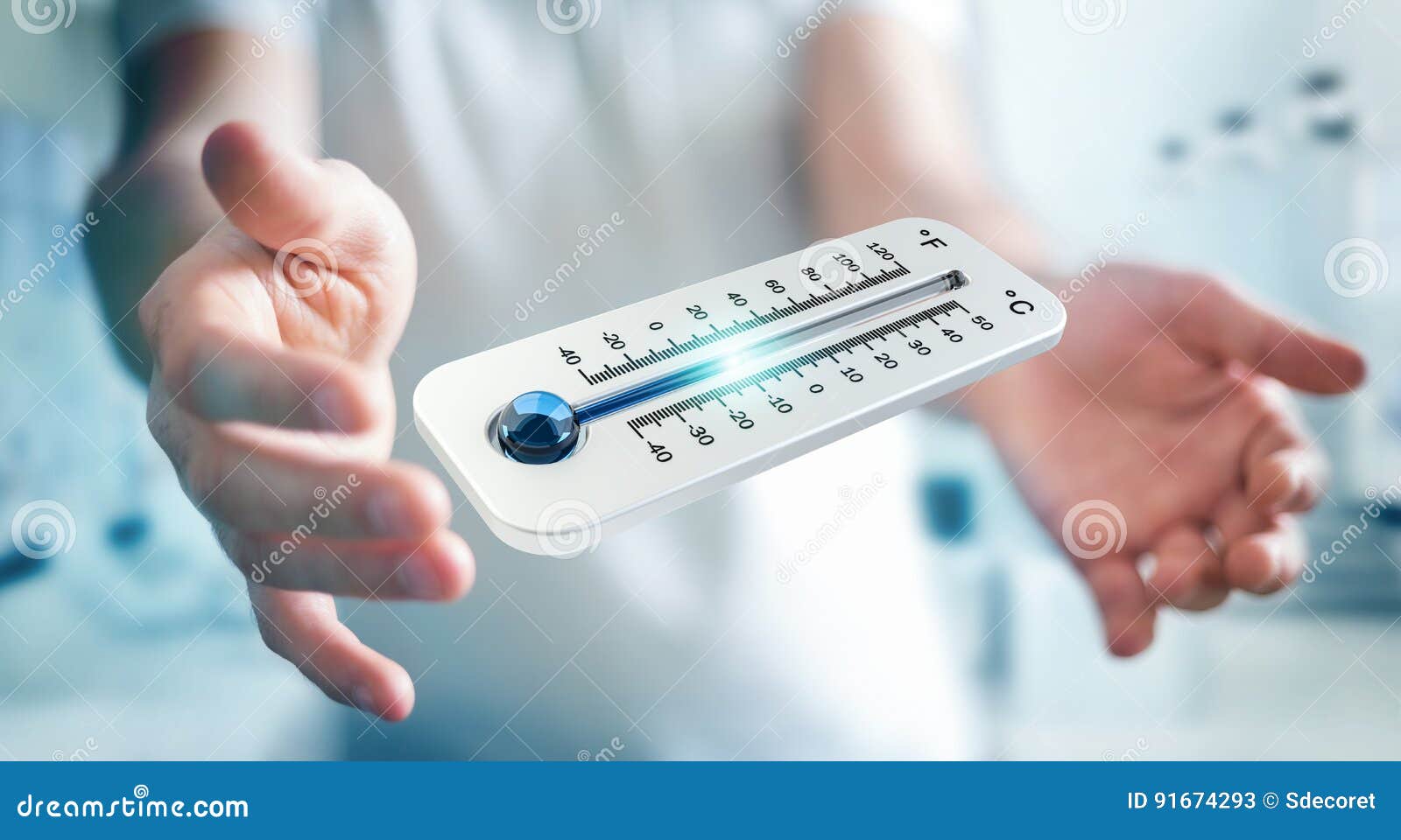 Businessman Checking the Temperature Drop 3D Rendering Stock ...