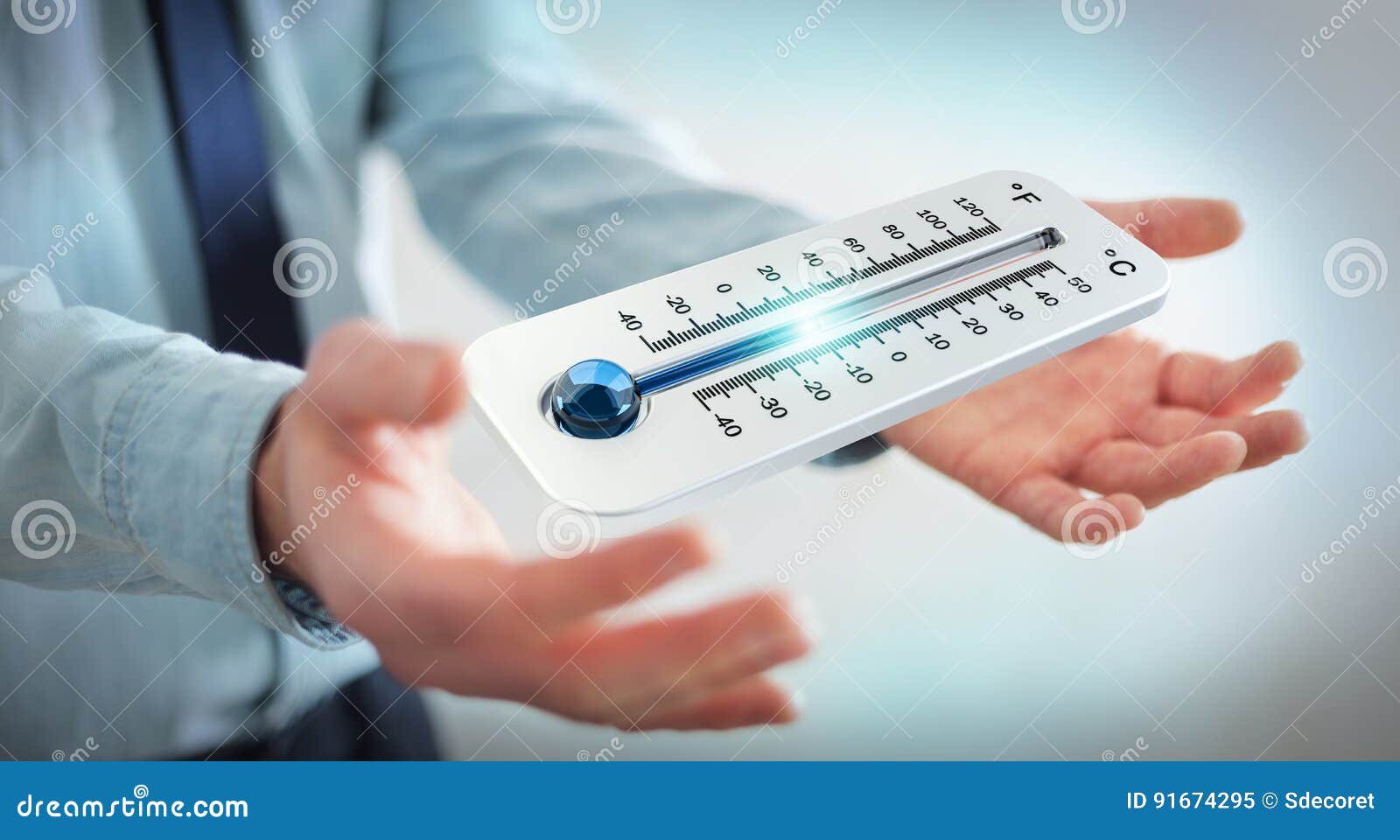 Businessman Checking the Temperature Drop 3D Rendering Stock ...