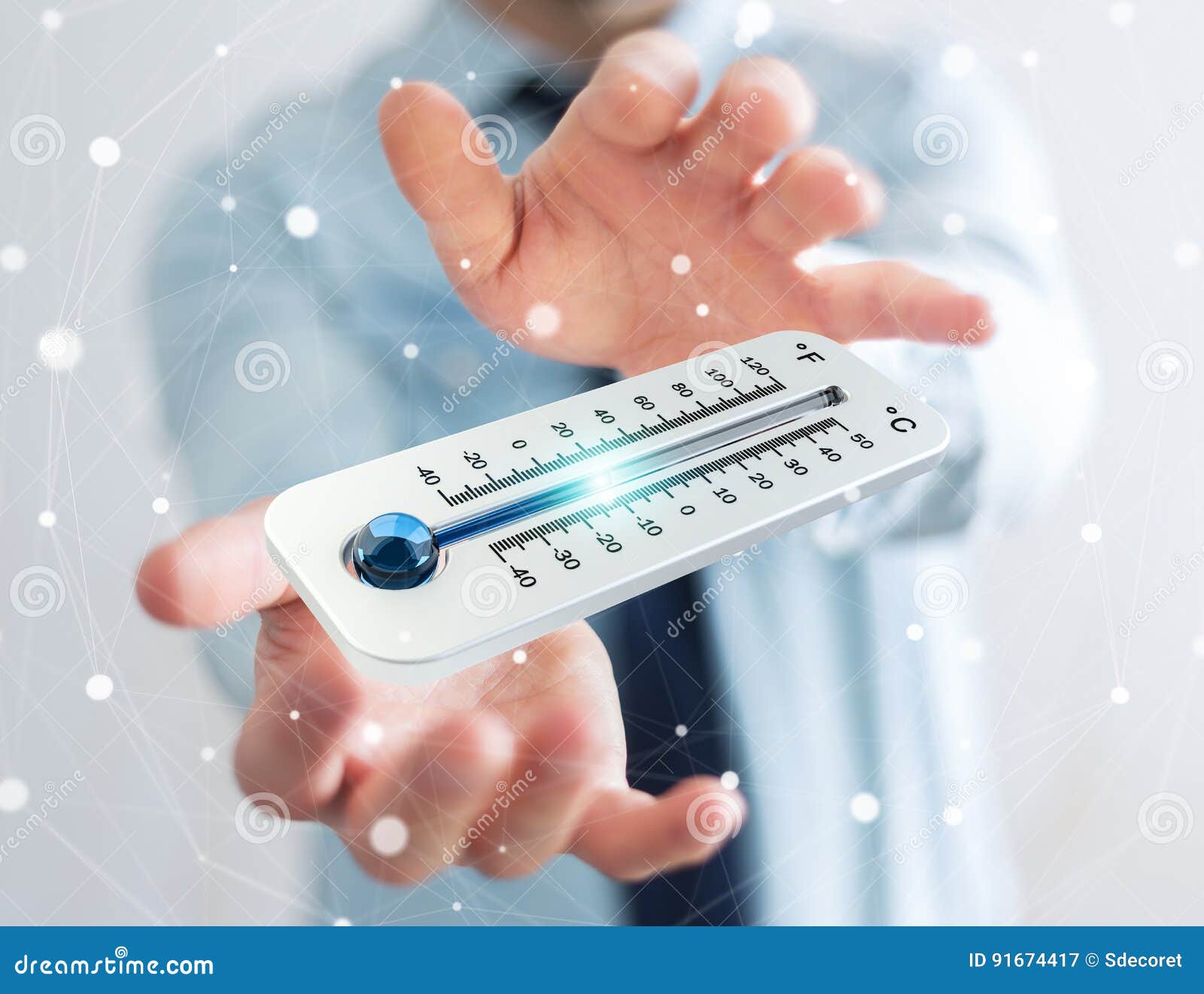 Businessman Checking the Temperature Drop 3D Rendering Stock ...