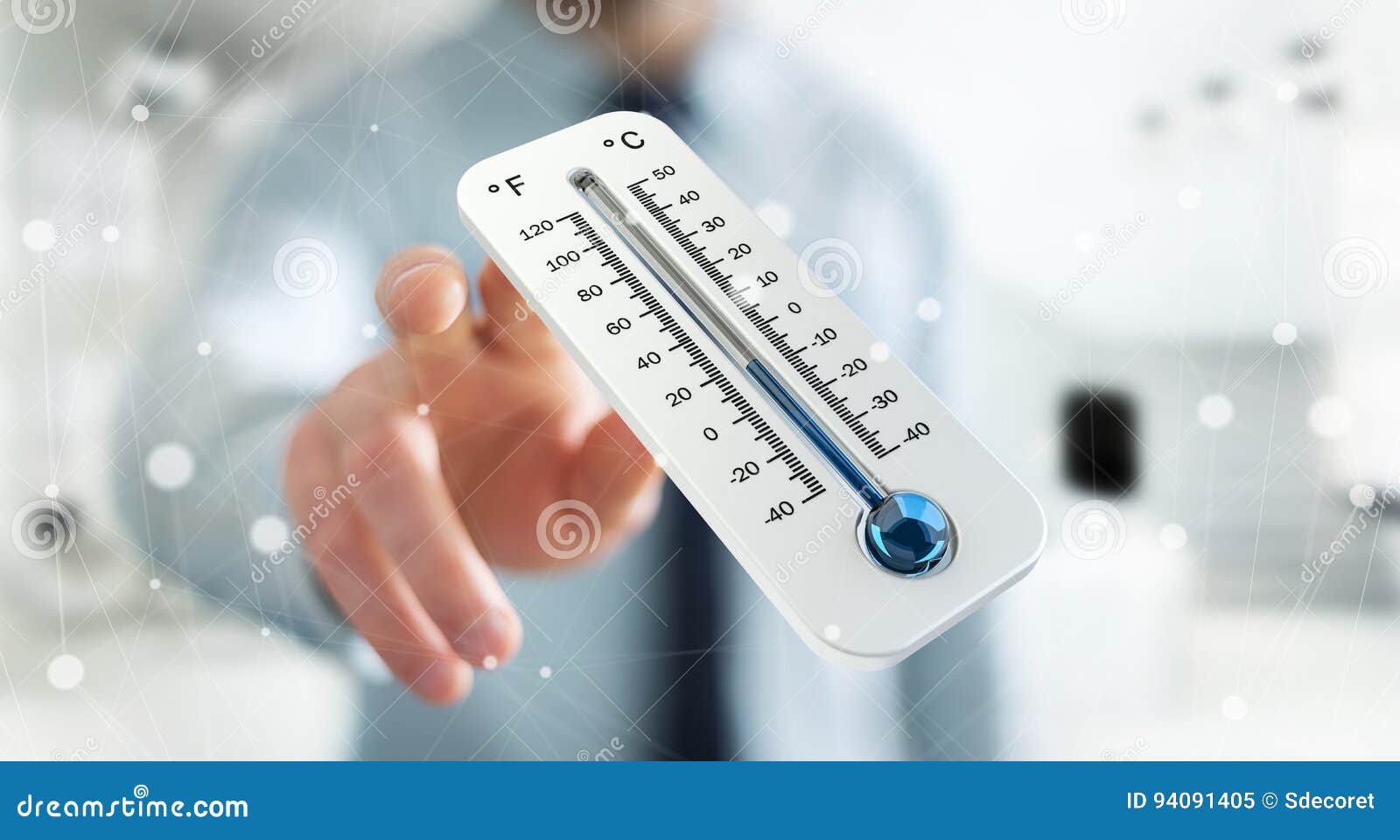 Businessman Checking the Temperature Drop 3D Rendering Stock ...