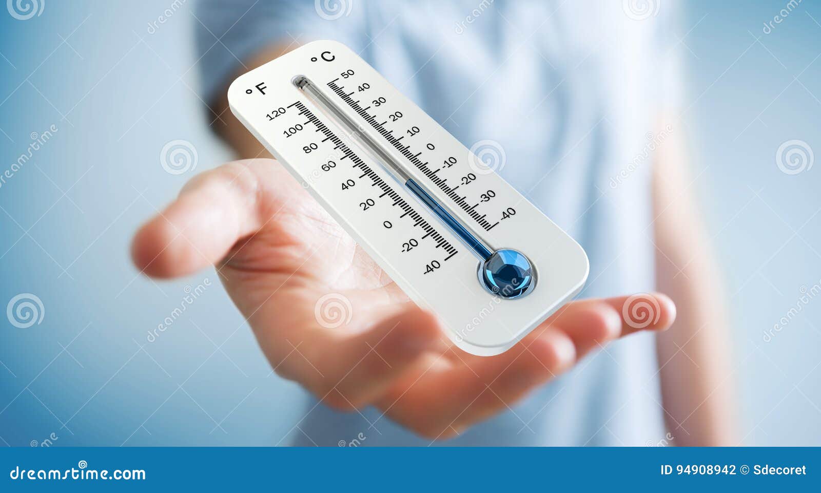 Businessman Checking the Temperature Drop 3D Rendering Stock ...