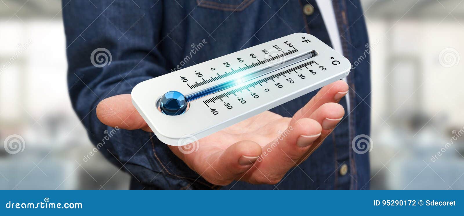 Businessman Checking the Temperature Drop 3D Rendering Stock ...