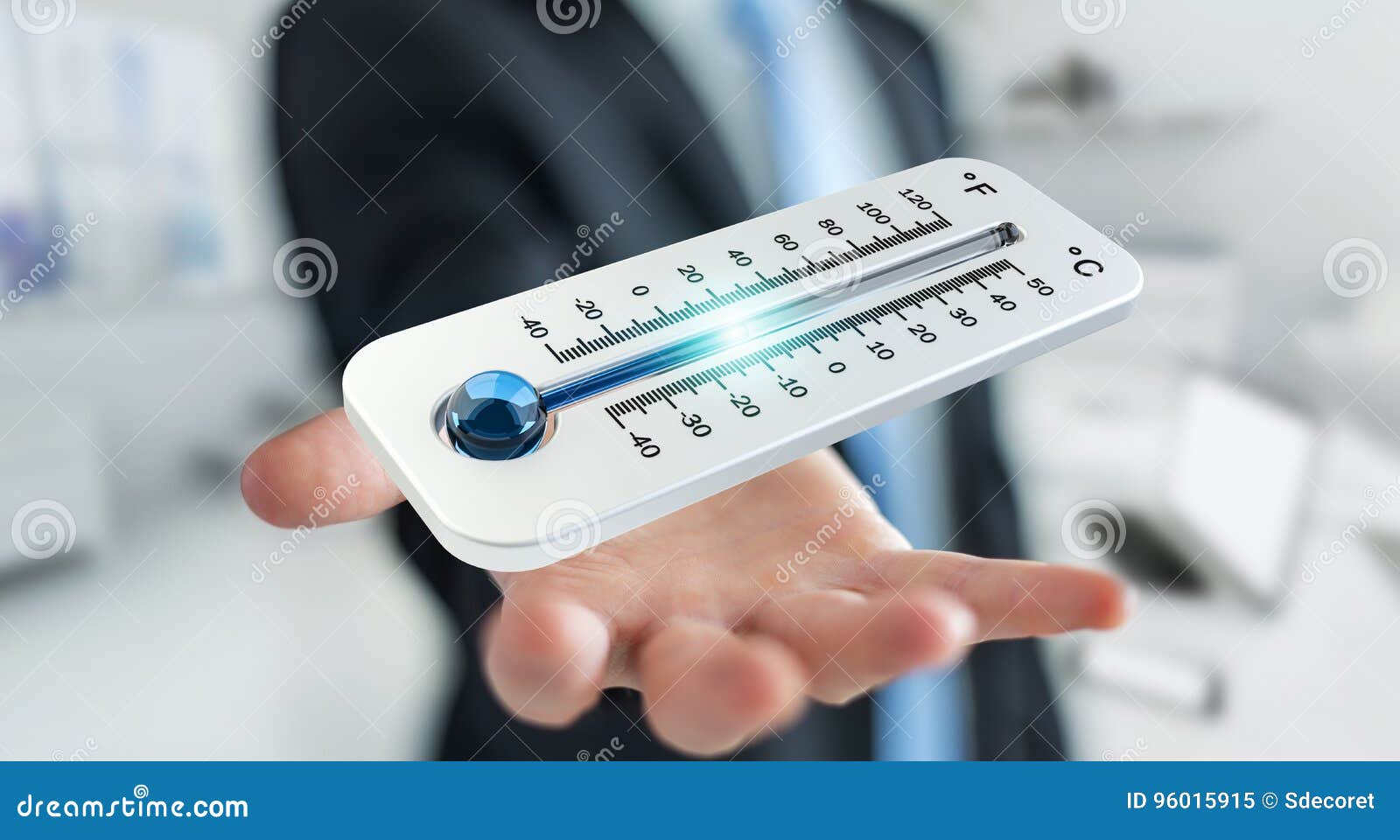 Businessman Checking the Temperature Drop 3D Rendering Stock ...