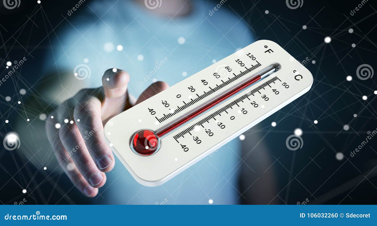 Businessman Checking the Temperature Rise 3D Rendering Stock ...