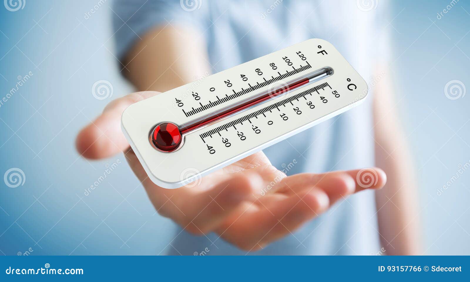 Businessman Checking the Temperature Rise 3D Rendering Stock ...